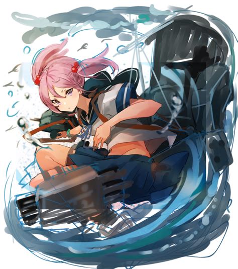 Safebooru 1girl Adapted Turret Blue Sailor Collar Blue Skirt Cannon