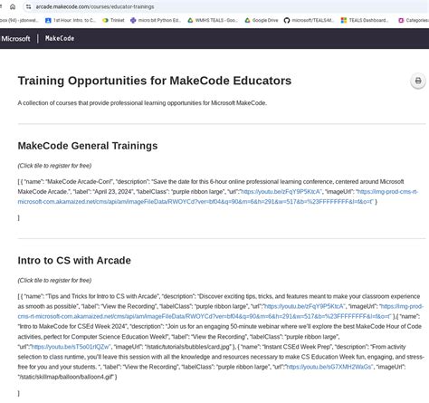 Training Opportunities Webpage Problem Educators Lounge Microsoft Makecode