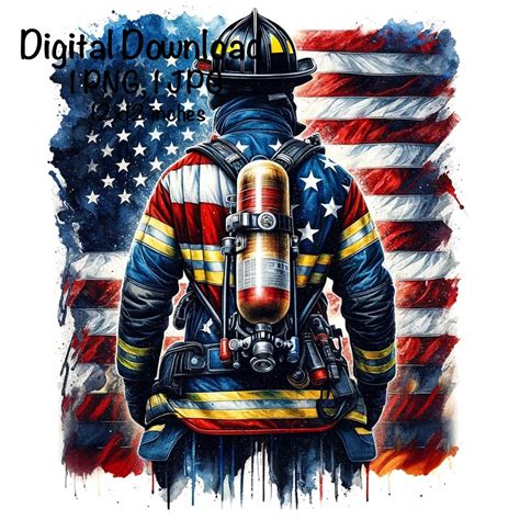 Firefighter Flag Png Patriotic Usa Fireman Flag Clipart American