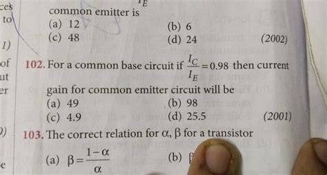 2001 103 The Correct Relation For α β For A Transistor Filo