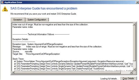 Error Index Was Out Of Range Of Prompts Of Stored Process In Eg Sas