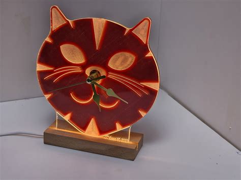 Small Neon Led Cat Face Clock Etsy