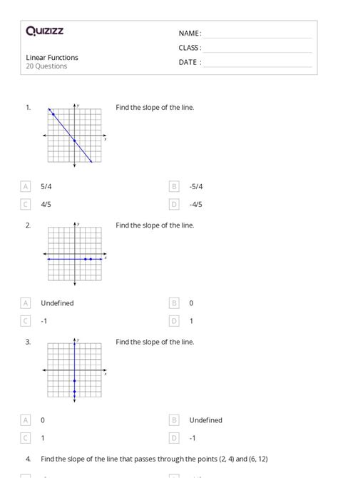 50 Linear Functions Worksheets For 9th Class On Quizizz Free And Printable