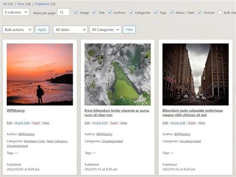 Display Admin Post List As A Grid In Wordpress Admin Posts Grid Wp Missing
