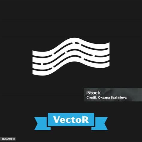 검은 색 배경에 격리 된 흰색 베이컨 줄무늬 아이콘입니다 벡터 일러스트레이션 건강한 식생활에 대한 스톡 벡터 아트 및 기타 이미지 건강한 식생활 고기 굽기 Istock