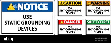 Warning Sign Use Static Grounding Devices Stock Vector Image Art Alamy