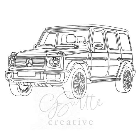 Mercedes G Wagon Continuous Monochrome Line Drawing Perfect Etsy Uk