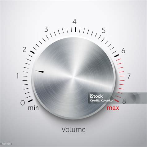 볼륨 버튼 금속 질감 강철 크롬입니다 음악 노브 사운드 수준입니다 사운드 패널 튜너 인터페이스 다이얼에 대한 스톡 벡터 아트 및 기타 이미지 Istock