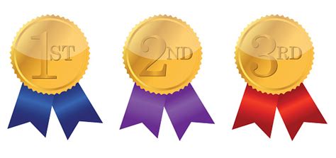 골드 어워드 리본과 함께 쁠라스 번호 일러스트 디자인식 1위에 대한 스톡 벡터 아트 및 기타 이미지 1위 3 경쟁 Istock
