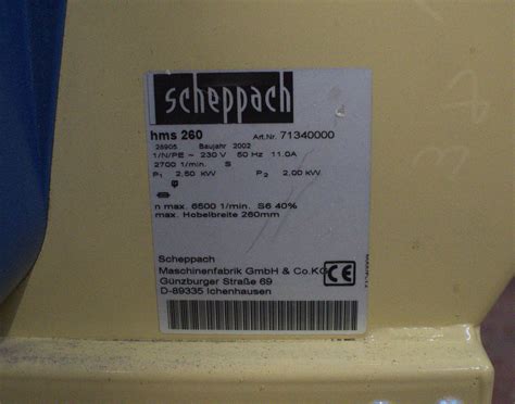 Sold Scheppach Hms 260 Planer Thicknesser Uk Workshop