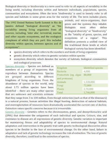 Biodiversity 99 Examples Format How To Describe Pdf