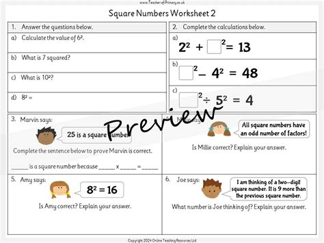 Square Numbers Year 5 Teaching Resources