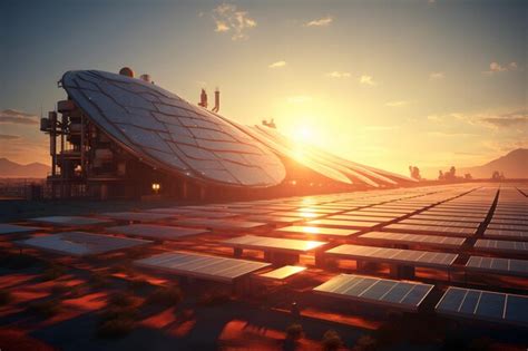 Premium Photo A Large Solar Array In The Middle Of A Field Generative Ai