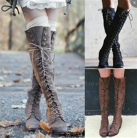 Leather Boots Women Renaissance Fair Shoes Medieval Viking Thigh High