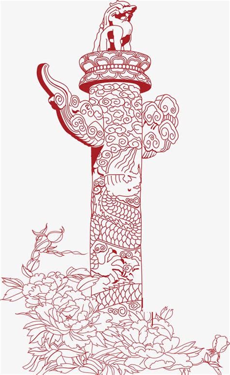 手绘华表柱 素材中国sccnn