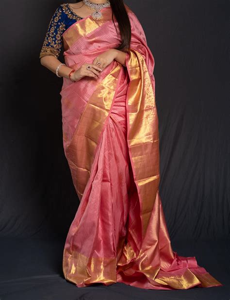 Pink Silver Copper And Gold Kanchipuram Silk Saree St Mysore Silk Palace