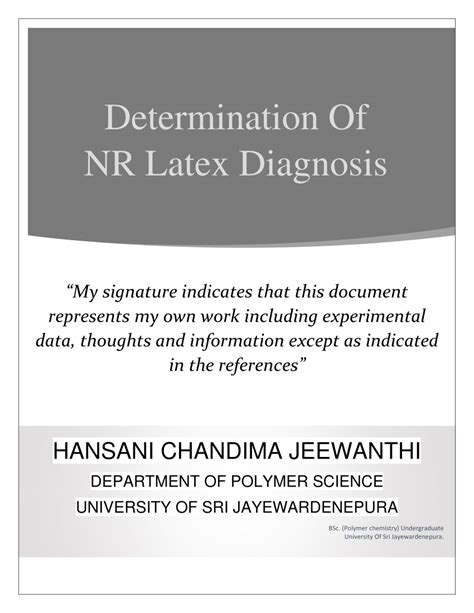 Pdf Determination Of Nr Latex Diagnosis