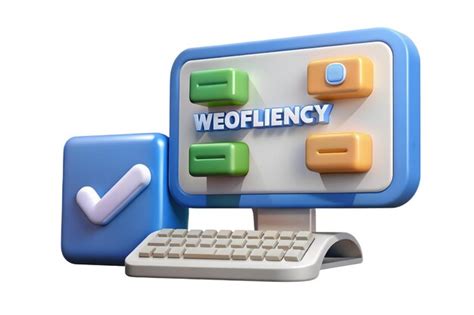 efficient work tools keyboard and monitor on white background