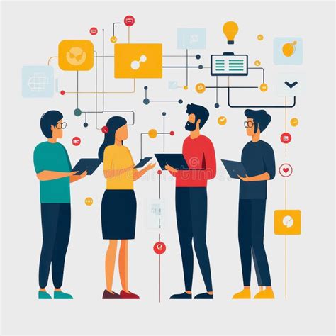 Group Of Diverse Professionals Interacting With Digital Devices And