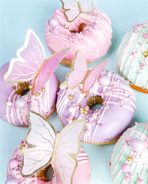 Decorated Mini Donuts For Special Occasions Purple And Pink Butterfly