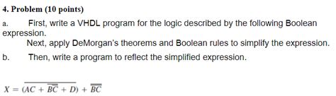 Solved 4 Problem 10 Points A First Write A Vhdl Program
