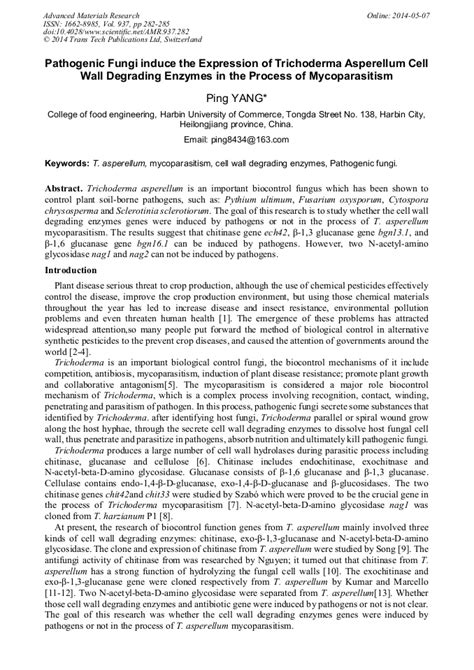 Pathogenic Fungi Induce The Expression Of Trichoderma Asperellum Cell Wall Degrading Enzymes In