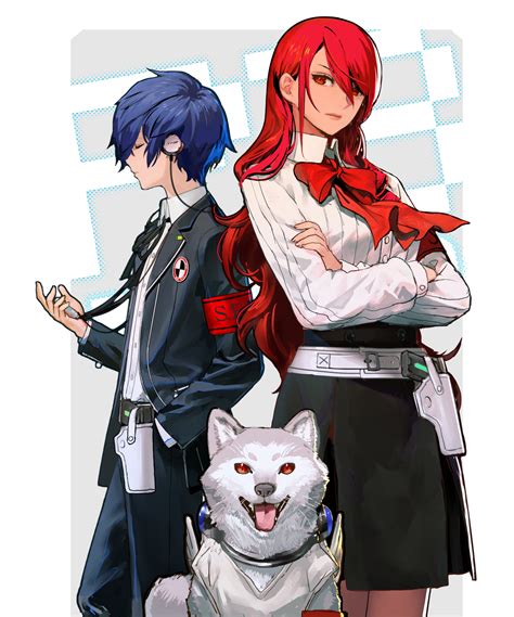 Yuuki Makoto Kirijou Mitsuru And Koromaru Persona And 2 More Drawn By Okojo Danbooru