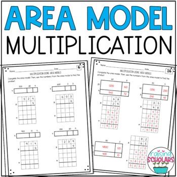 Multi Digit Multiplication Practice With Area Models Fourth Grade