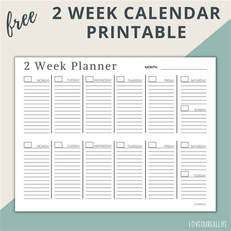 Blank 2 Week Calendar Printable 2026 Calendar Printable