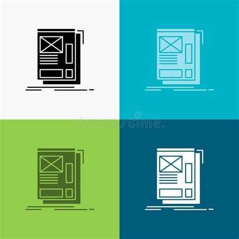 Wire Framing Web Layout Development Icon Over Various Background Glyph Style Design
