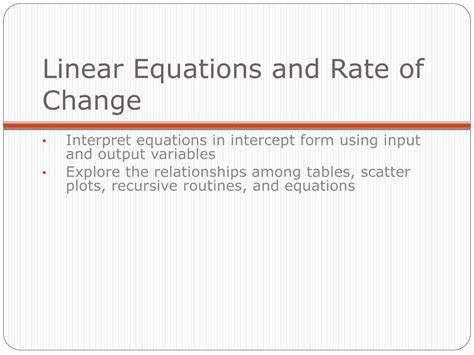 PPT Linear Equations And Rate Of Change PowerPoint Presentation Free Download ID