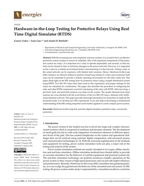 Pdf Hardware In The Loop Testing For Protective Relays Using Real