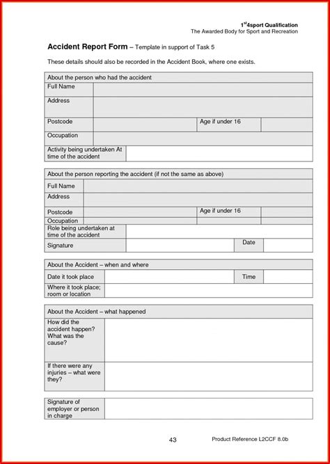 The Charming Work Injury Report Form Template Within Injury Report Form Template Images Below
