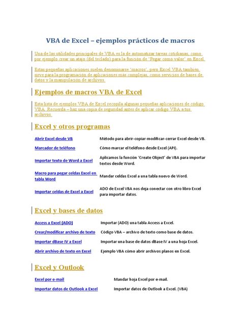 Exportar Datos Desde Excel A Una Tabla De Access Pdf Microsoft Excel Visual Basic Para