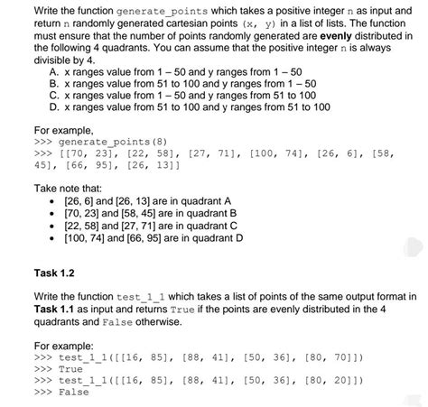 Solved Write The Function Generatepoints Which Takes A