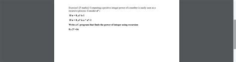 Solved Exercise Marks Computing A Positive Integer Chegg
