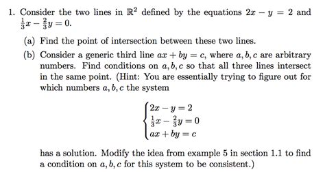 Solved Consider The Two Lines In R 2 Defined By The Chegg Com