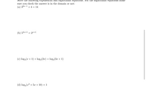 Solved Solve The Following Exponential And Logarithmic Chegg