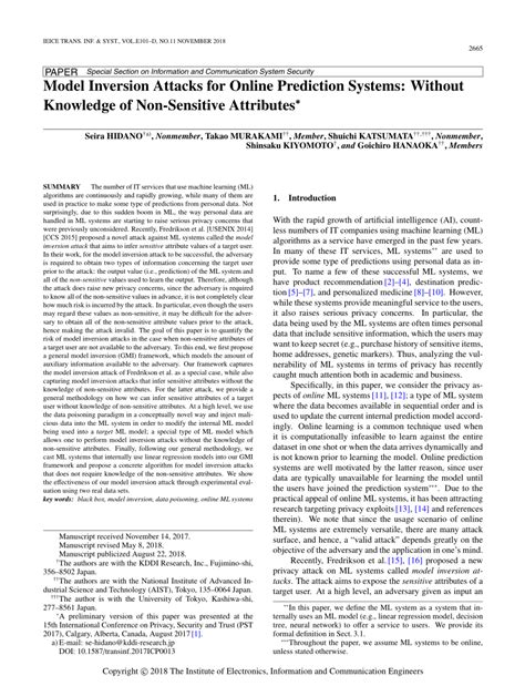 pdf model inversion attacks for online prediction systems without