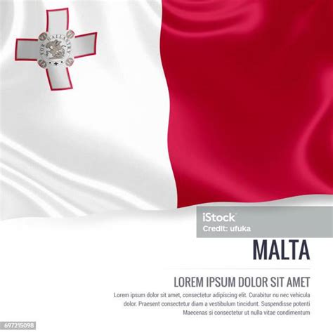 몰타 플래그입니다 광고 메시지에 대 한 흰색 텍스트 영역와 격리 된 흰색 배경에 물결치는 몰타의 부드러운 플래그입니다 3d 렌더링입니다 0명에 대한 스톡 사진 및 기타