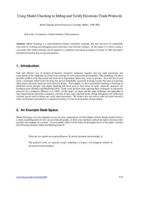 Pdf Using Model Checking To Debug And Verify Electronic Trade Protocols