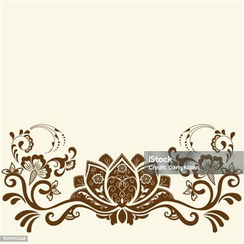 멘디 장식의 벡터 그림입니다 전통적인 인도 스타일 헤나 문신 스티커 멘디와 요가 디자인 장식 꽃 요소 카드과 인쇄 꽃 벡터 일러스트 레이 션을 추상화 합니다 패턴에 대한