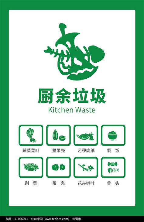 原创手绘垃圾分类厨余垃圾图标贴纸海报图片下载红动中国