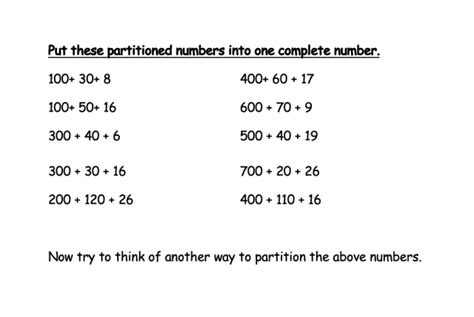 Partition 3 Digit Numbers Worksheet Share My Lesson
