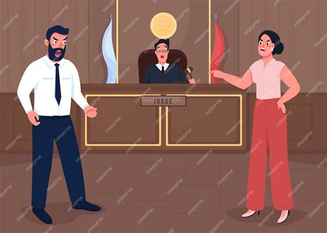 Premium Vector Law Court Session Flat Color Illustration Lawsuit