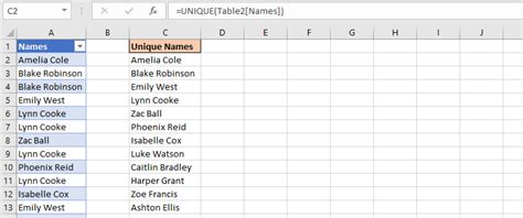 How To Use Unique Formula In Excel