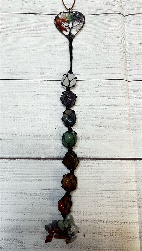 Stones Hanging Heart Chakra Tree Of Life With 7 Chakra Stones Orname