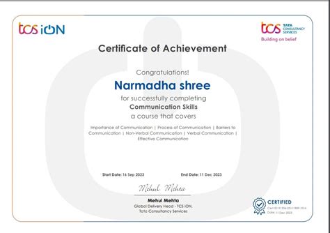 narmadha shree on linkedin tcsioncareeredge