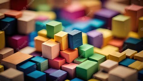 Premium Ai Image Colorful Wooden Blocks In A Pile