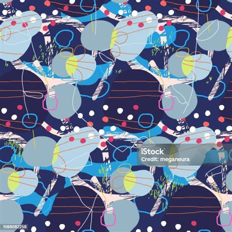 예술적인 스타일에서 추상 완벽 한 패턴입니다 화려한 붓 고 점입니다 유행 장식 디자인 1980 1989 년에 대한 스톡 벡터 아트 및 기타 이미지 1980 1989 년